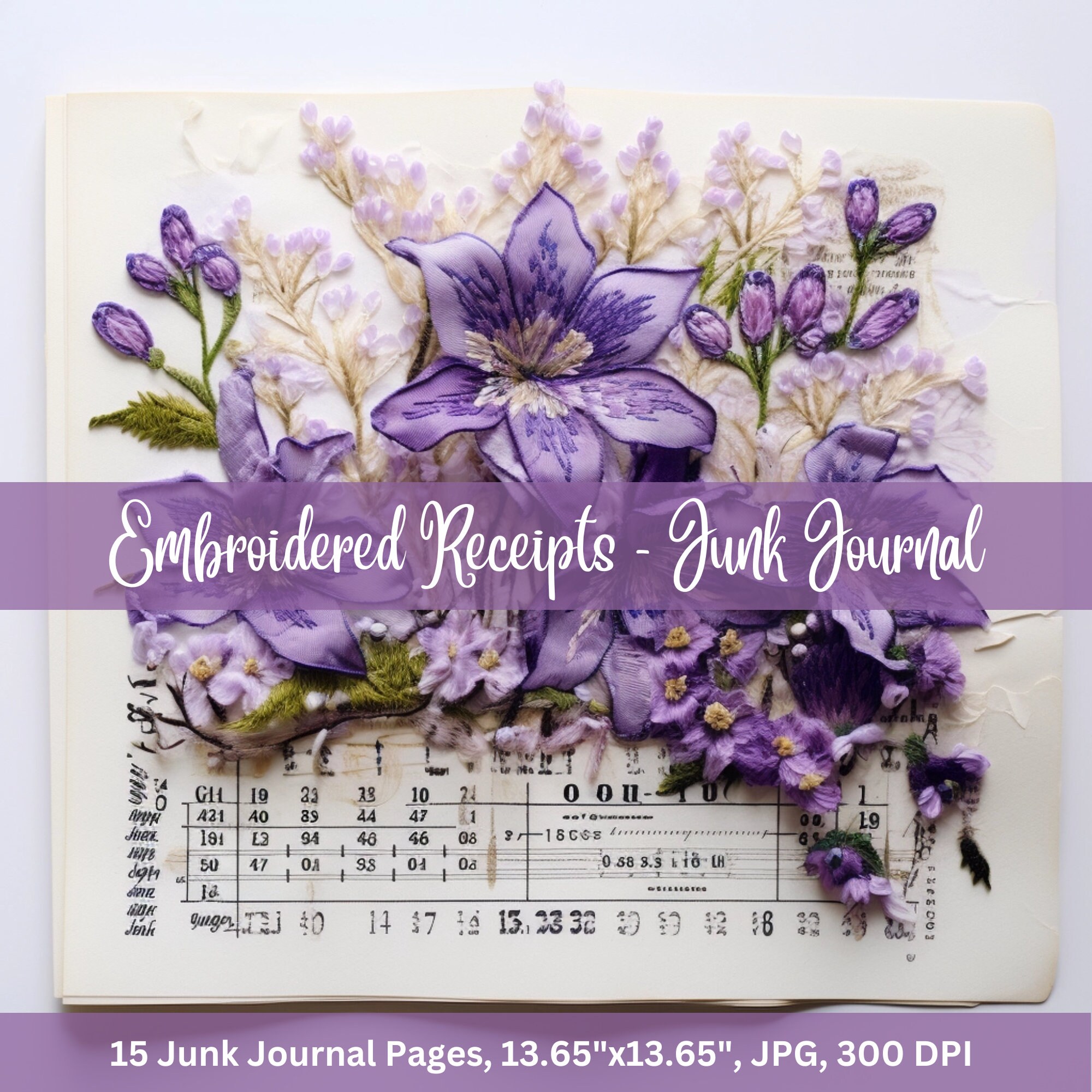 Embroidered Receipts Junk Journal Pages: Vintage Ephemera (digital ...