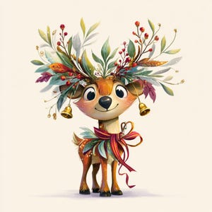 Christmas Reindeer Clip Art: Printable Images for Crafts (digital ...