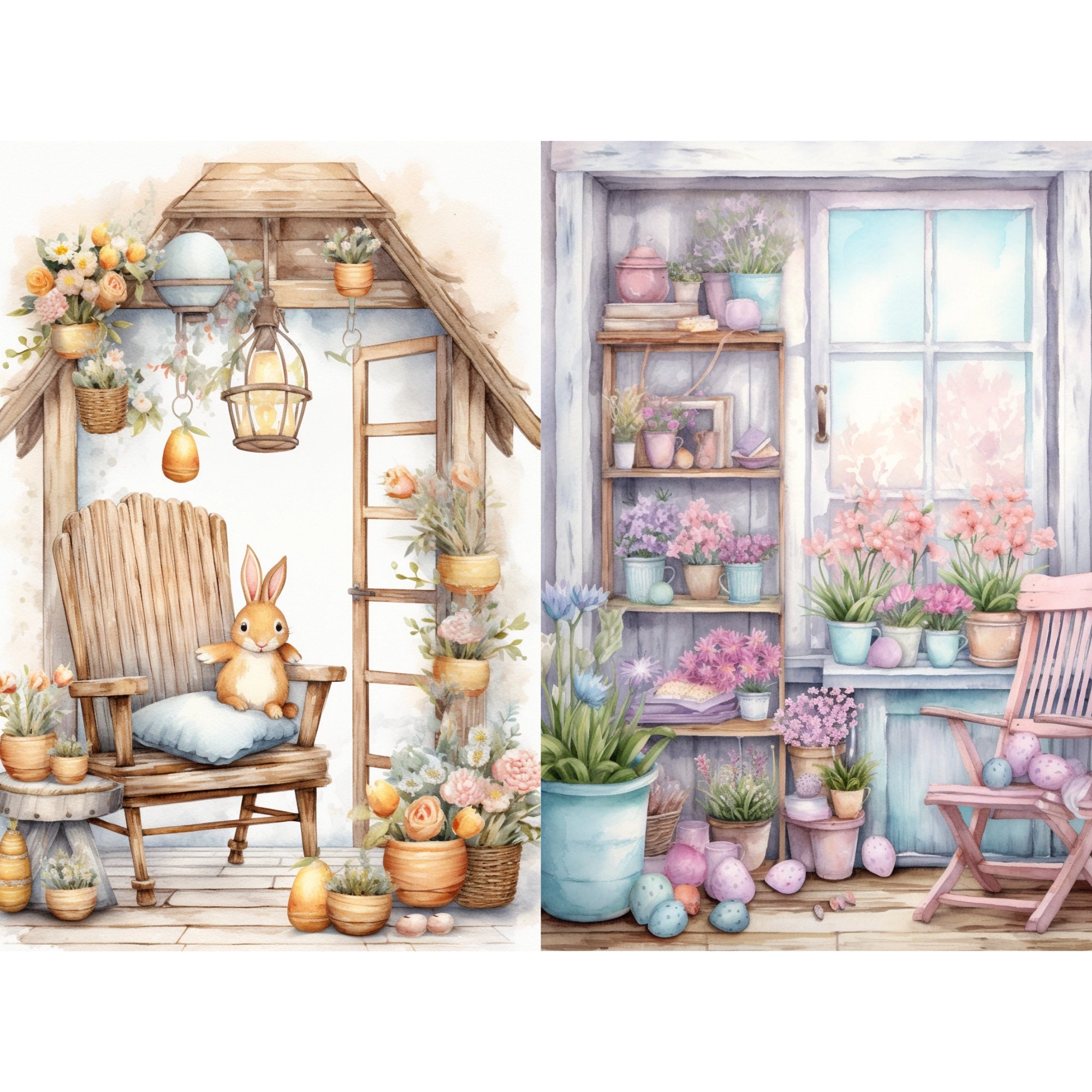 Easter Scenery Background Papers, Clip Art, Digital Downloads ...