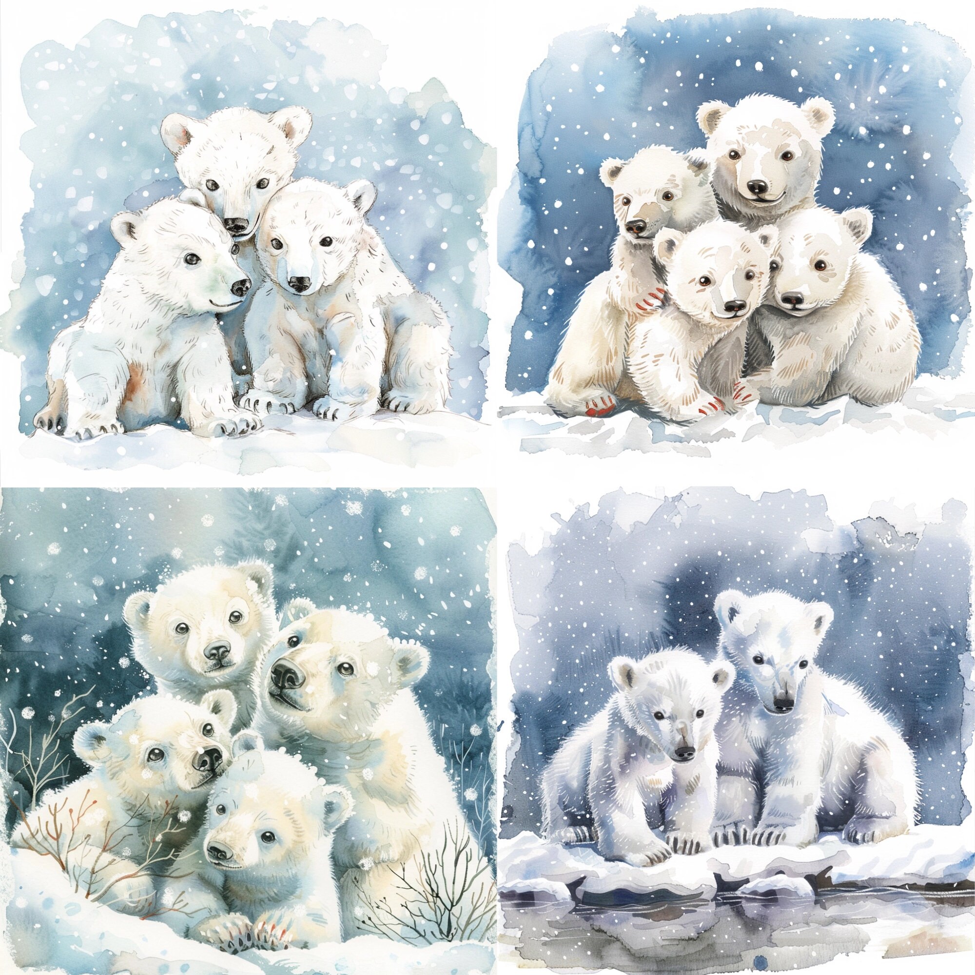 Polar Bear Clip Art, Printables, Digital Downloads, Snow, Polar Bear ...