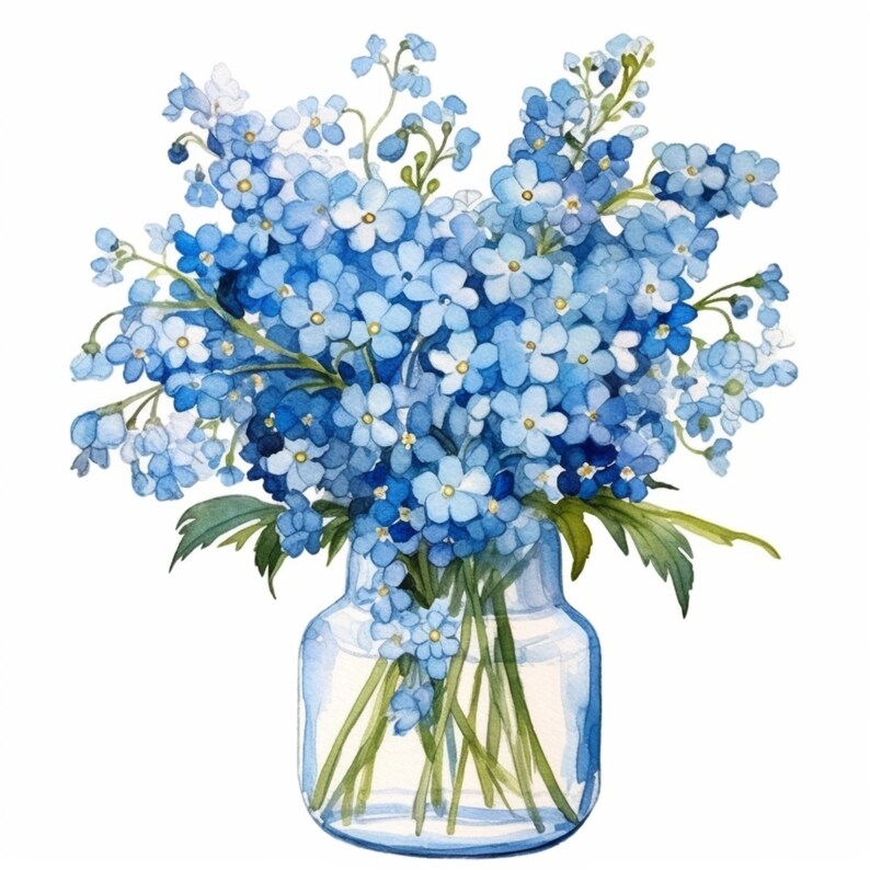 Forget-me-nots Floral Clipart: Scrapbook Paper (digital Download) - Etsy