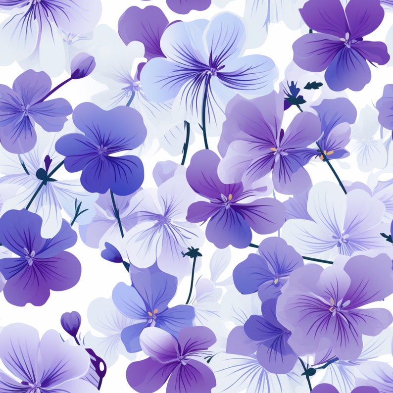 Violets Seamless Patterns, Printables, Digital Dowloads, Craft ...