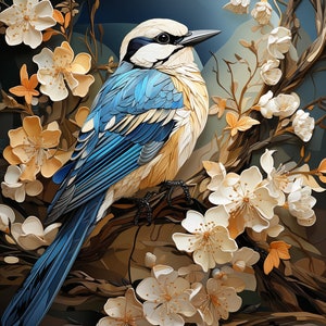 Birds and Flowers, Digital Download, Clip Art, Background Paper, Birds ...