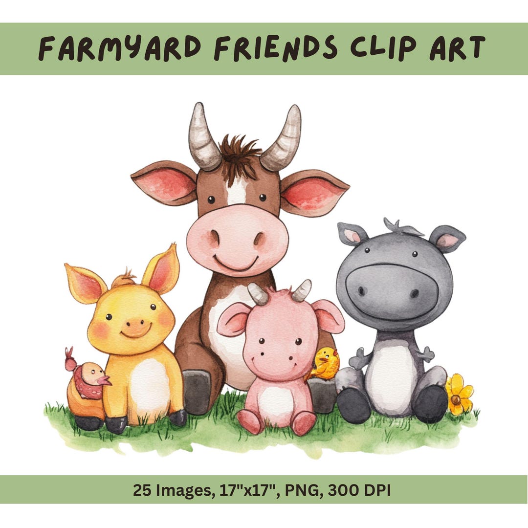 Farmyard Friends Clip Art Digital Download Printable Clip Art Print on ...