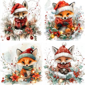 Christmas Baby Fox Images: Printable Art, Card Making (digital Download ...