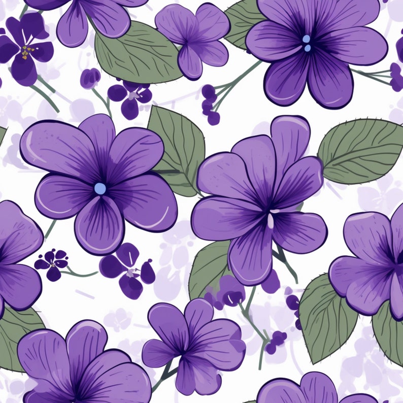 Violets Seamless Patterns, Printables, Digital Dowloads, Craft ...