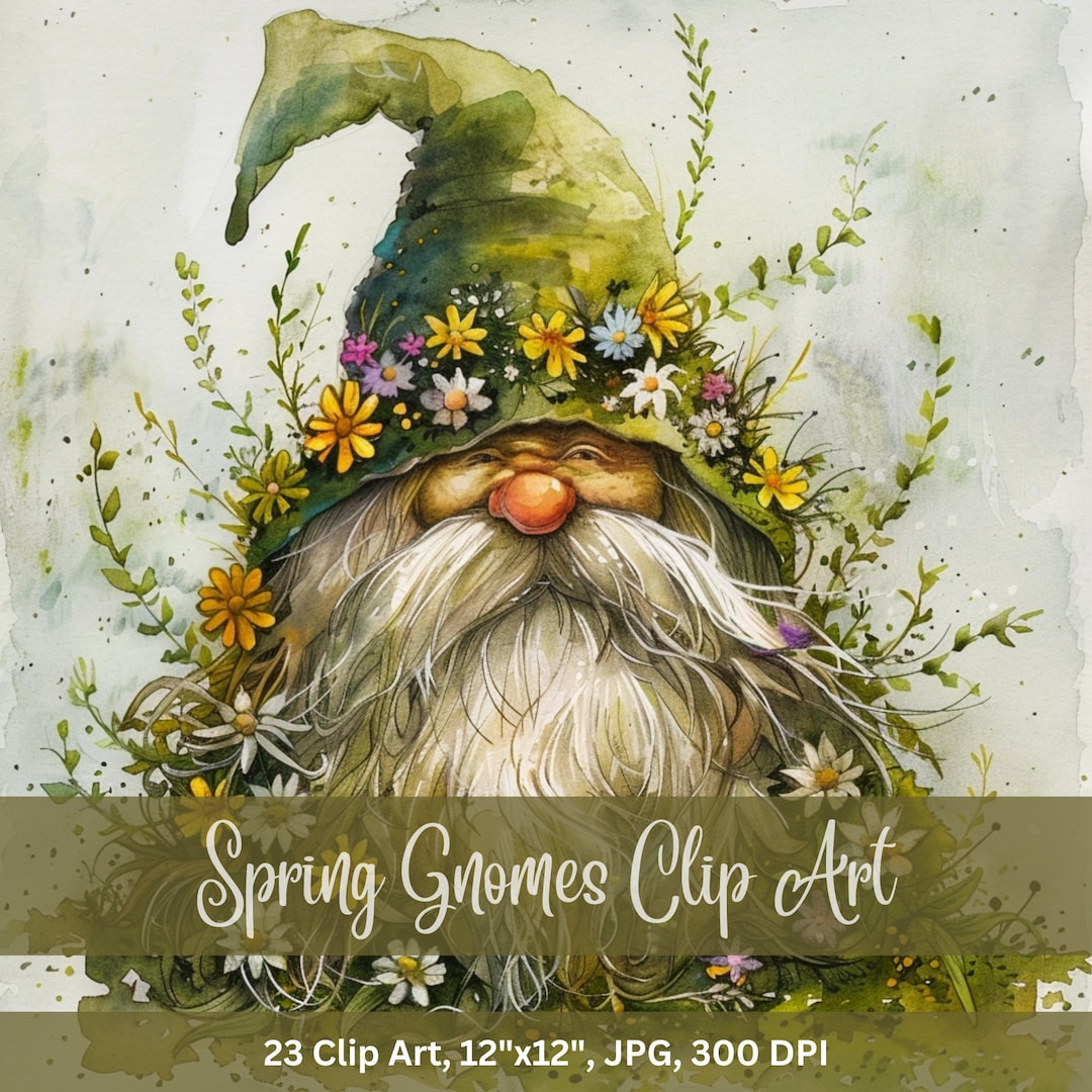 Spring Gnomes Clip Art: Watercolor Floral Gnomes (digital Download) - Etsy