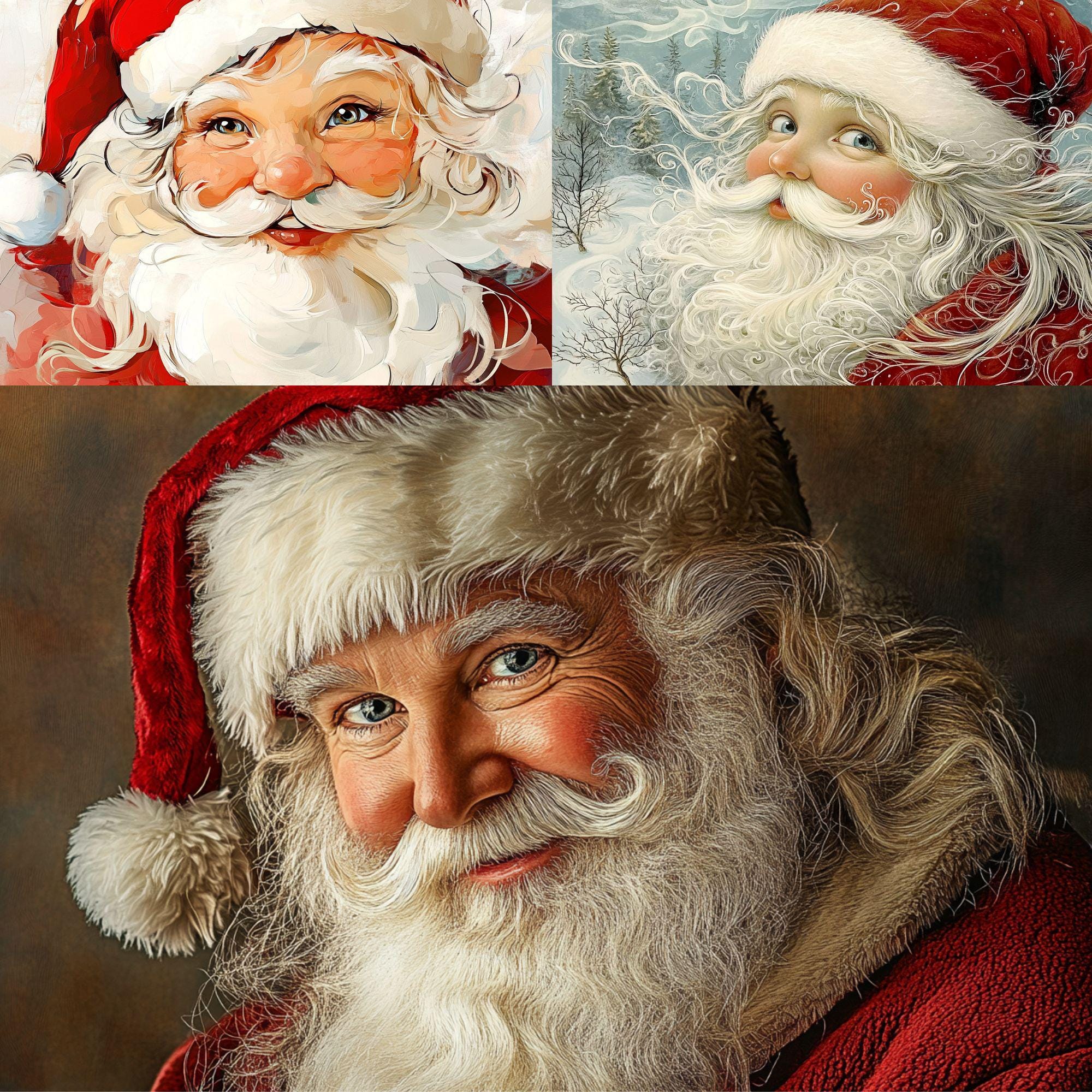 Santa Claus Portrait Clip Art: Christmas Digital Paper (digital ...