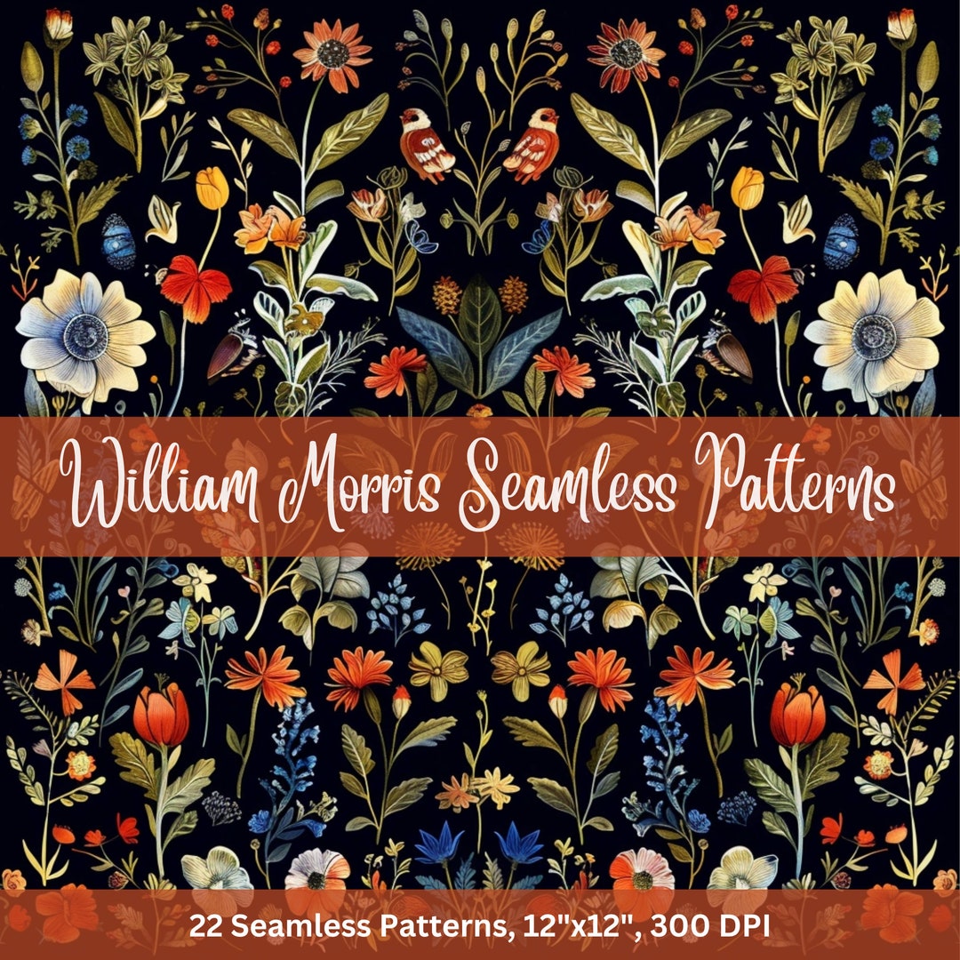 William Morris Inspired Floral Seamless Patterns (digital Download) - Etsy