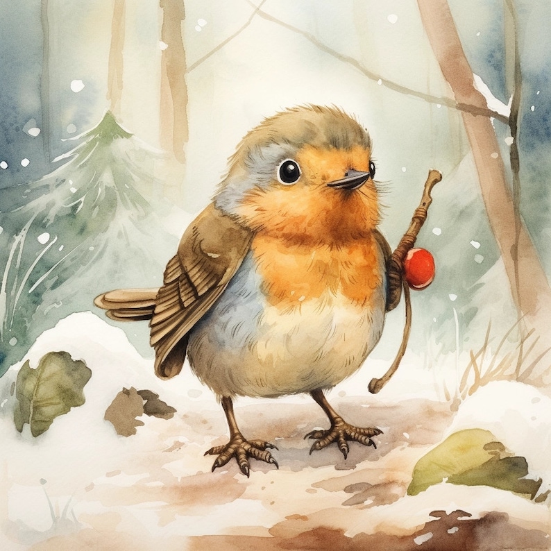 Robins in Winter Backgrounds, 10 Background Images, Digital Download ...