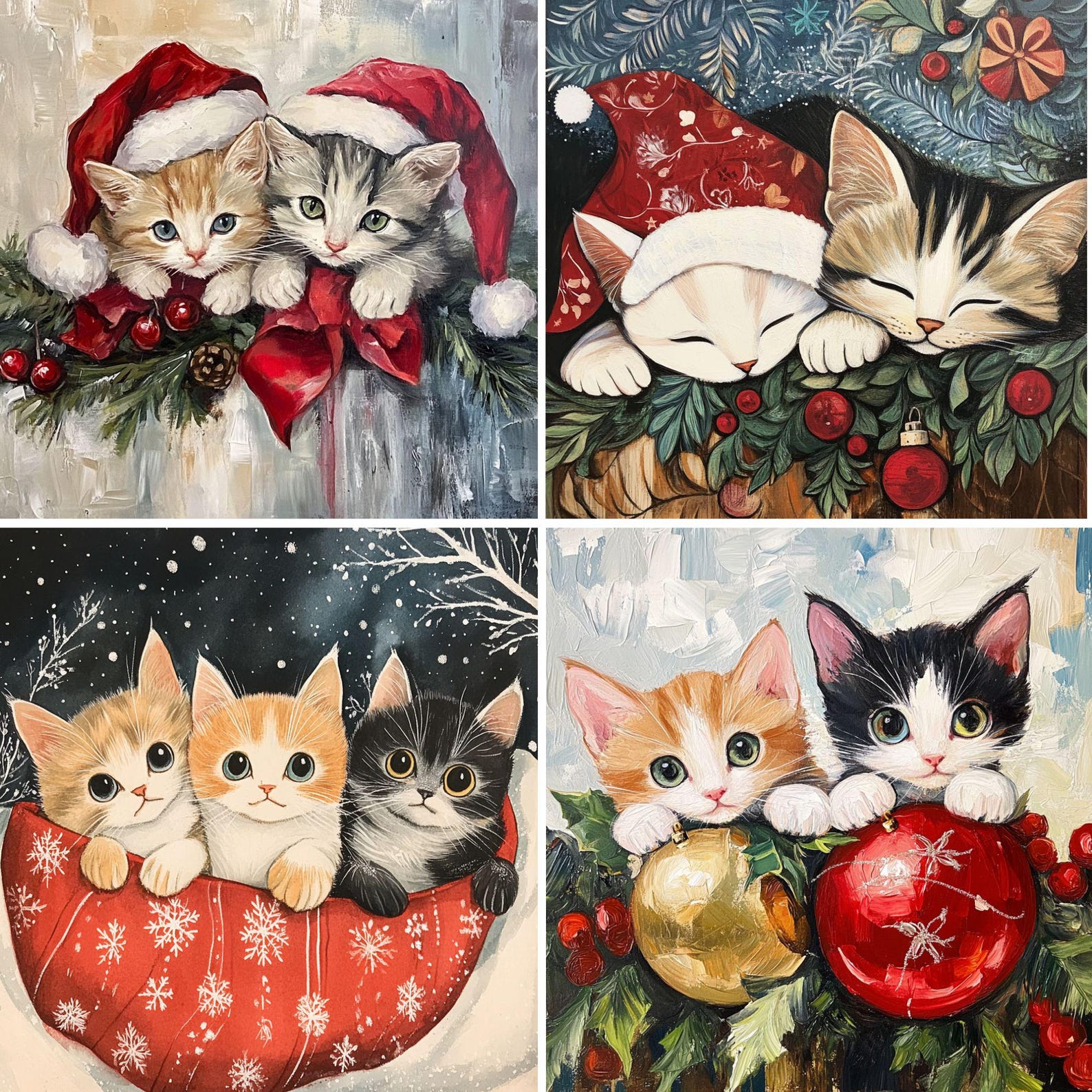 Christmas Kittens Digital Paper: Holiday Scrapbook Printables (digital ...
