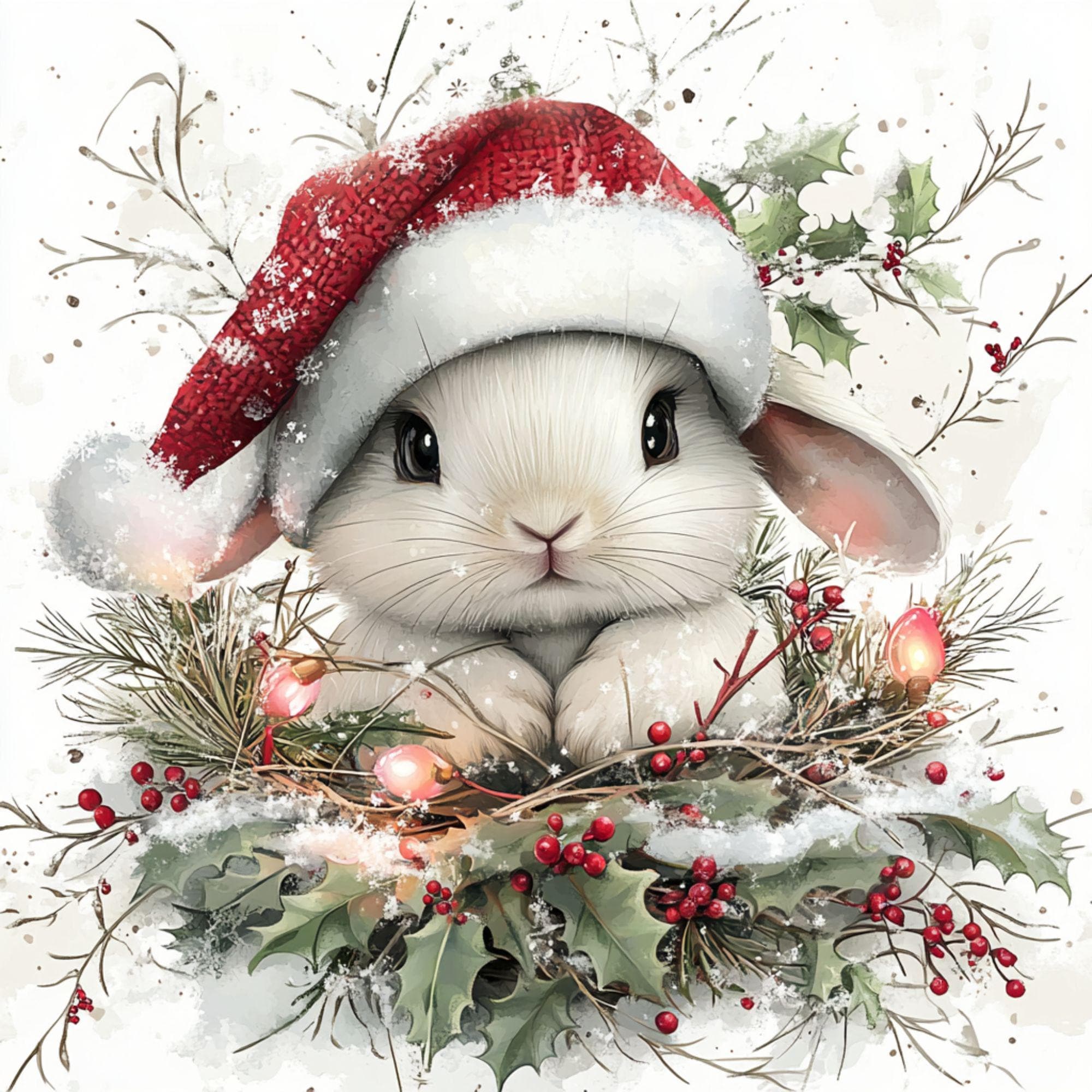 Christmas Bunny Art: Printable Holiday Images (digital Download) - Etsy