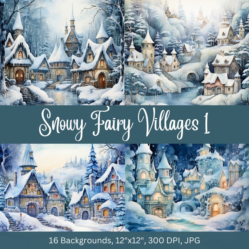Snowy Fairy Villages: Winter Christmas Papers (digital Download) - Etsy
