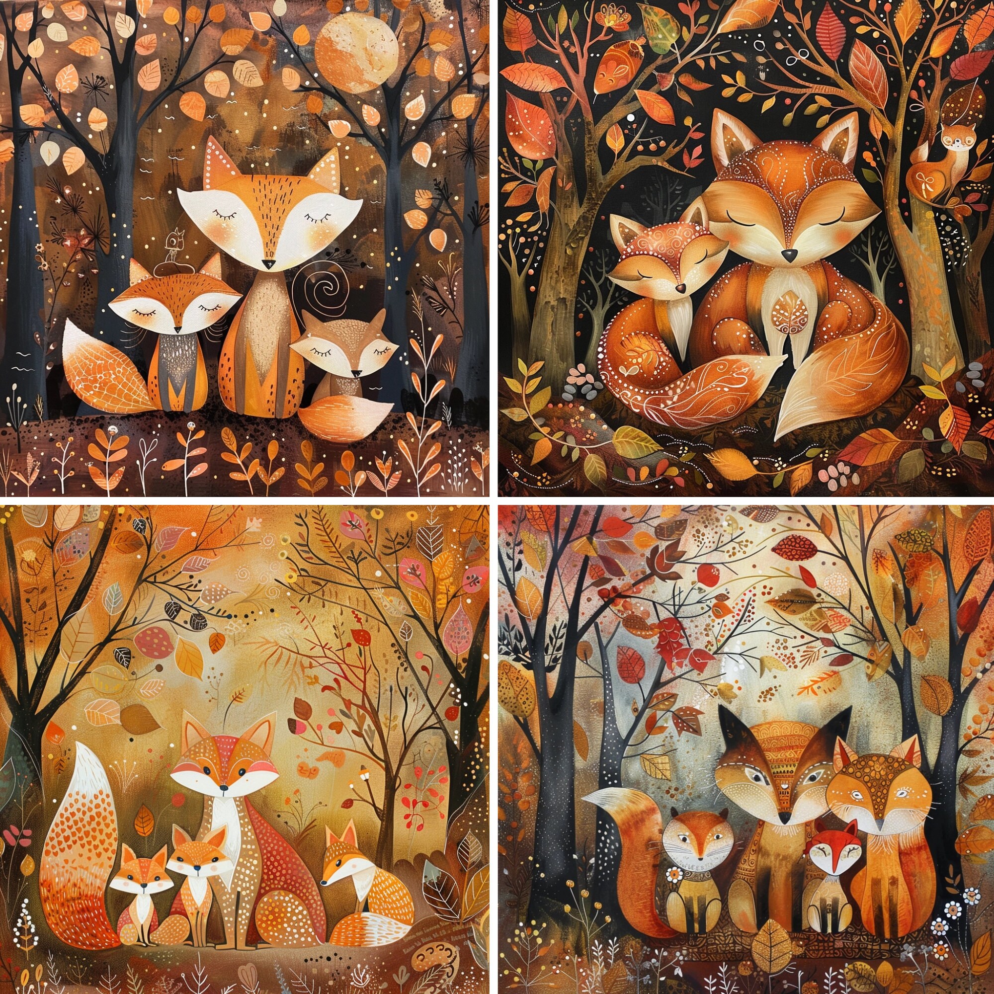 Autumn Fox Family Clip Art Digital Downloads Printable Clip Art Paper ...