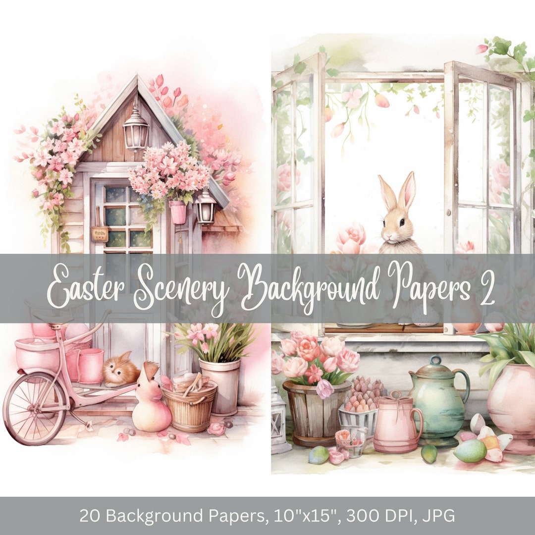 Easter Scenery Background Papers, Clip Art, Digital Downloads ...