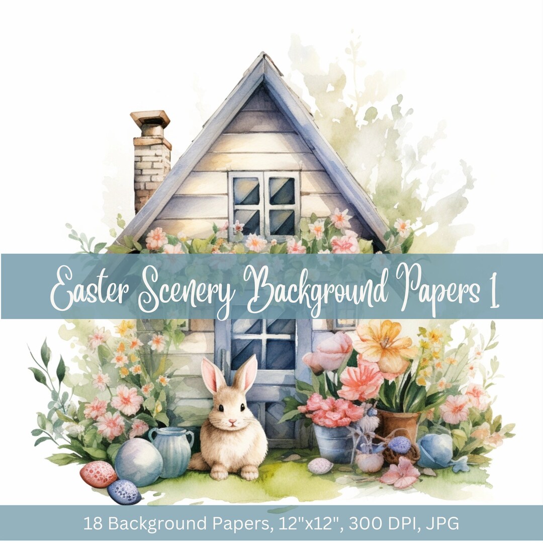Easter Scenery Background Papers, Clip Art, Printables, Digital ...