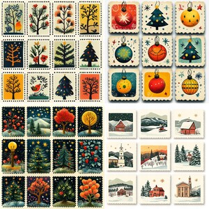 Christmas Stamps Postal Stamps Christmas Clip Art Digital Downloads ...