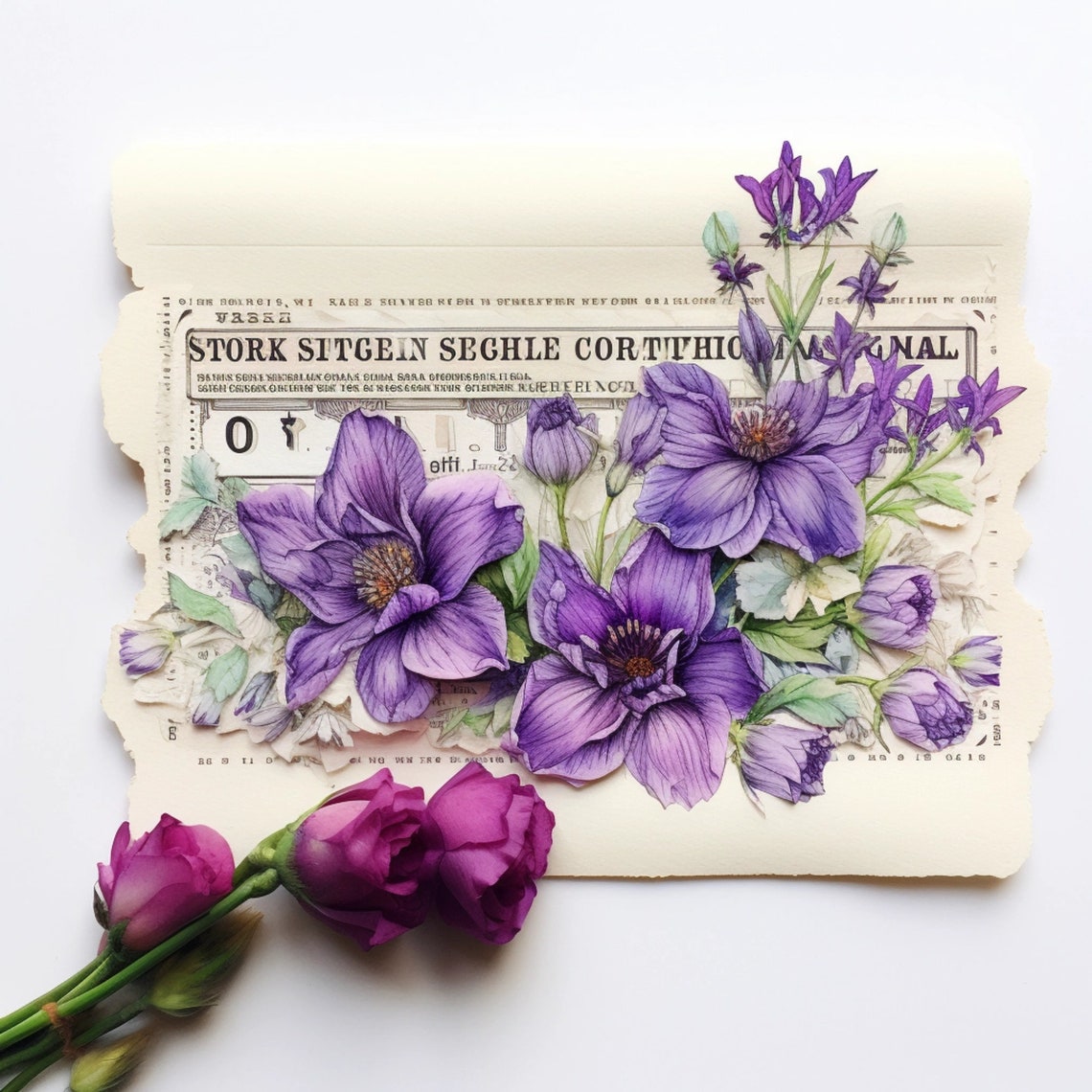 Embroidered Receipts Junk Journal Pages: Vintage Ephemera (digital ...