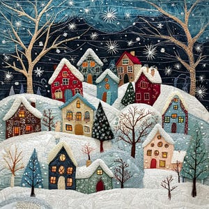 Embroidered Winter Villages Digital Downloads Printable Images ...