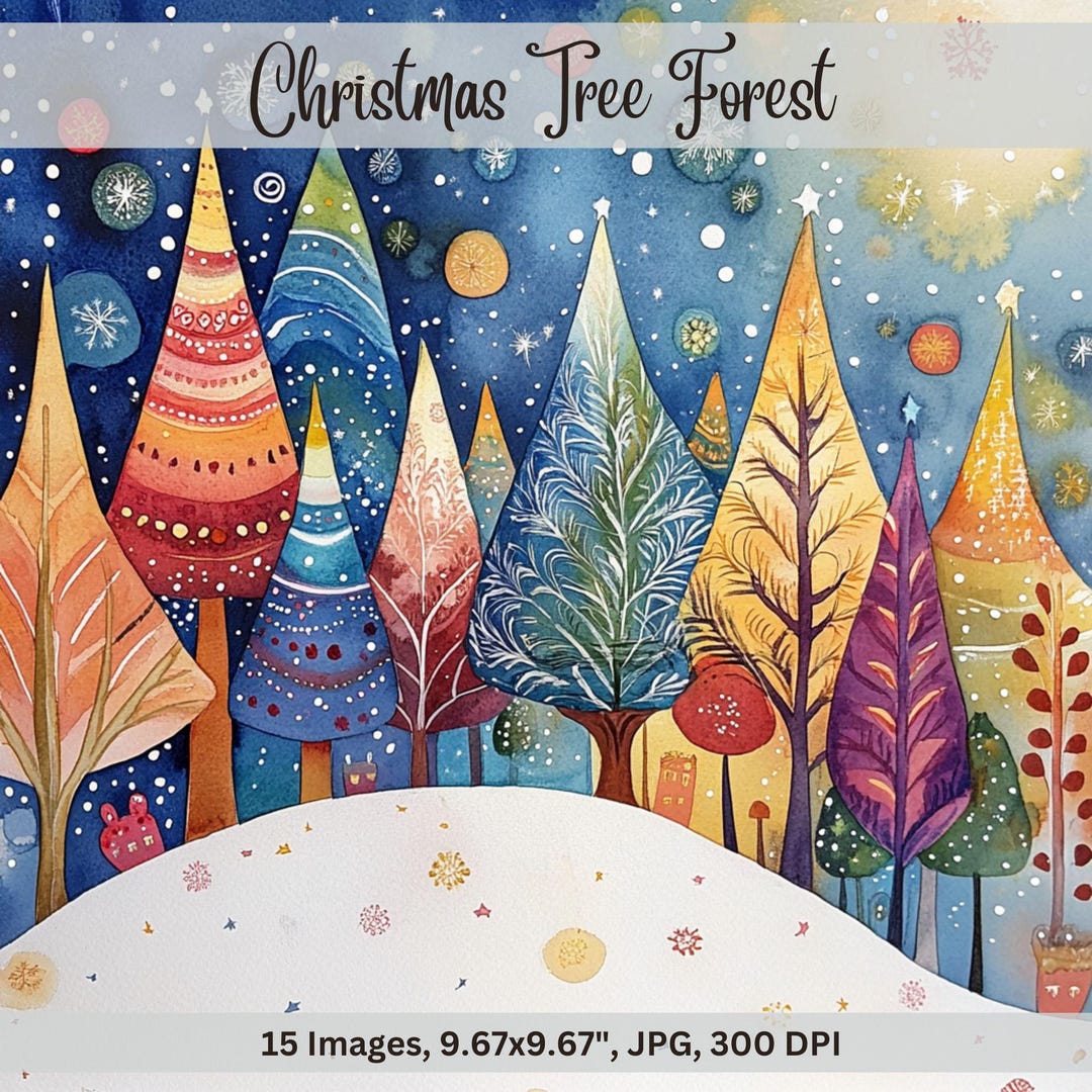 Christmas Tree Forest Backgrounds Digital Downloads Digital Art ...