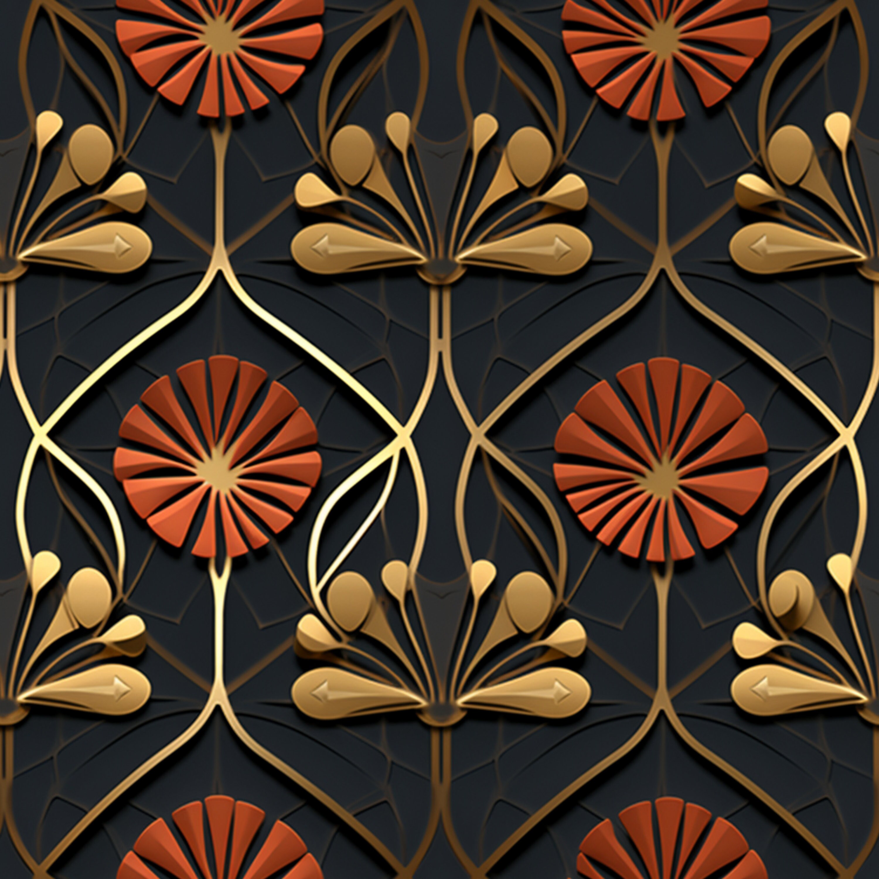 Gold Meshes, Seamless Patterns, Symmetrical, Printable, Digital ...
