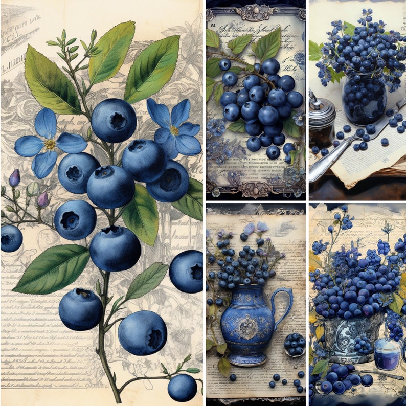 Blueberry Junk Journal Pages Printables Digital Downloads Journals ...