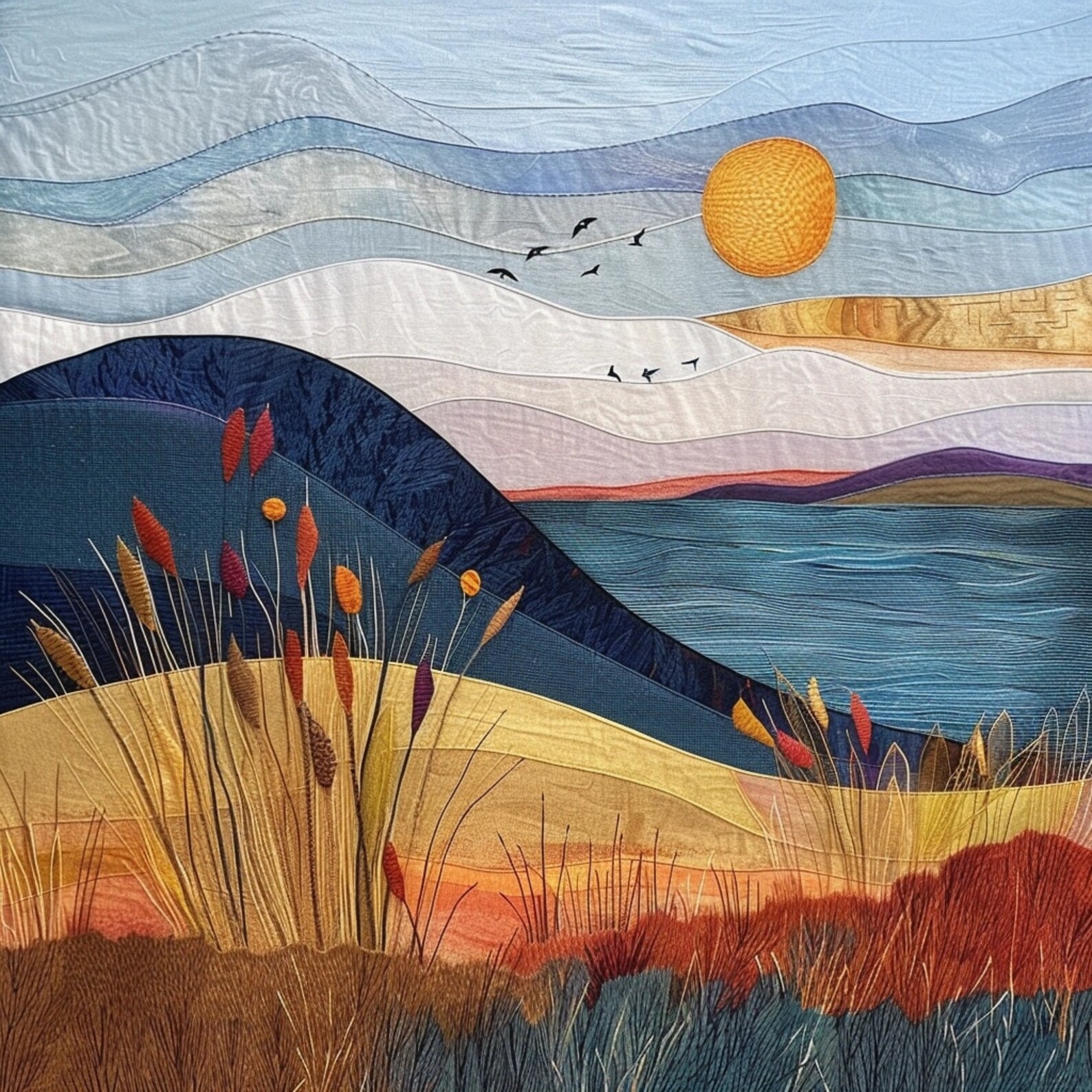 Embroidered Landscape Background Papers: Scenic Art (digital Download ...