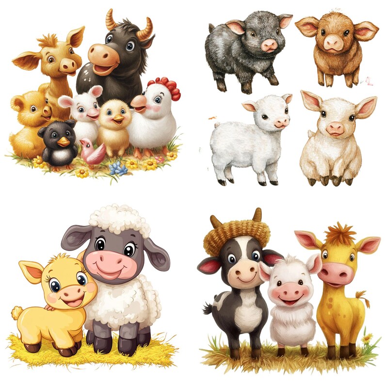 Farmyard Friends Clip Art Digital Download Printable Clip Art Print on ...
