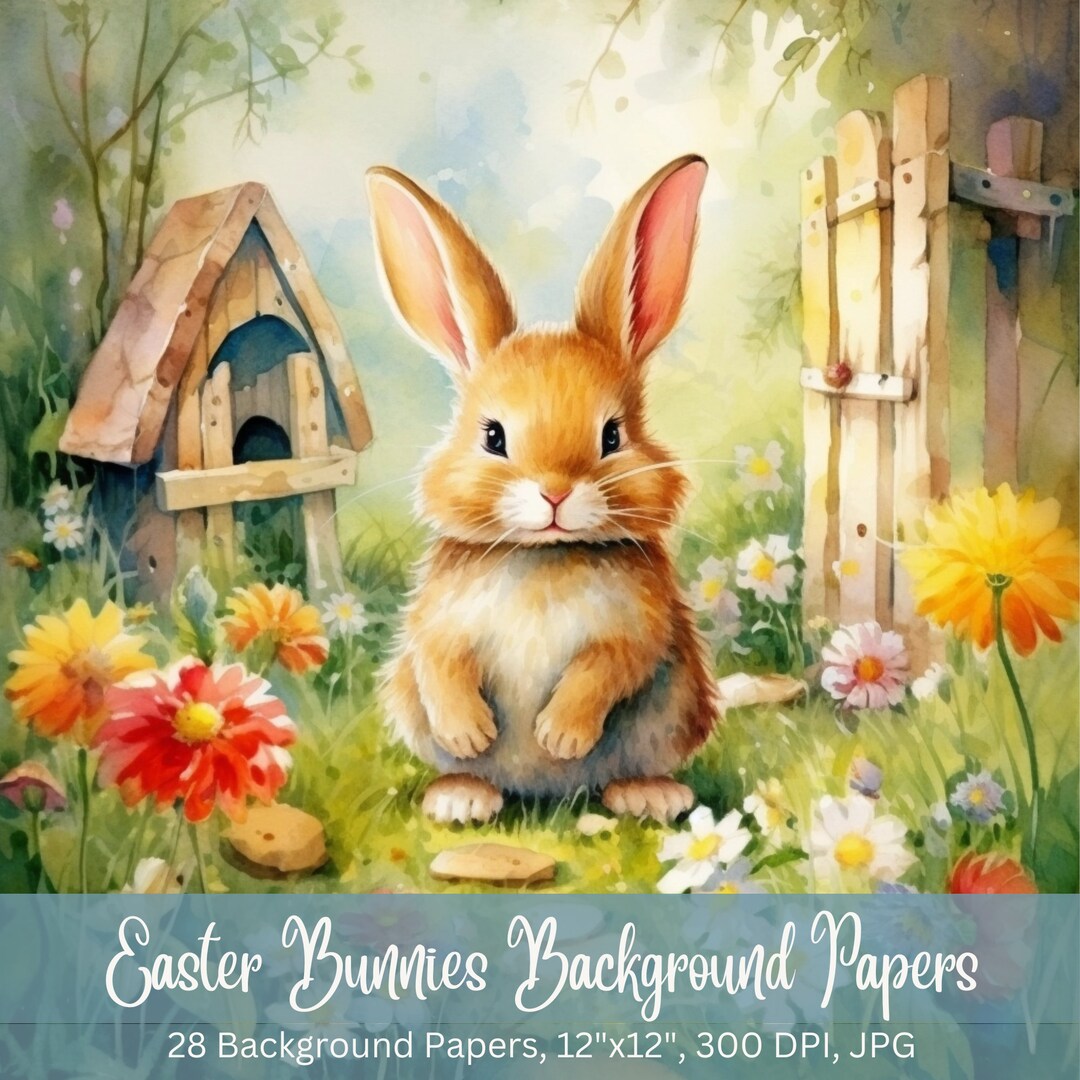 Easter Bunnies at Home, Background Papers, Clip Art, Craft Supplies ...
