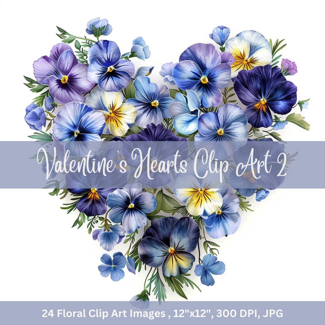 Floral Heart Clip Art: Valentine's Day Graphics (digital Download) - Etsy