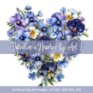Floral Heart Clip Art: Valentine's Day Graphics (digital Download) - Etsy