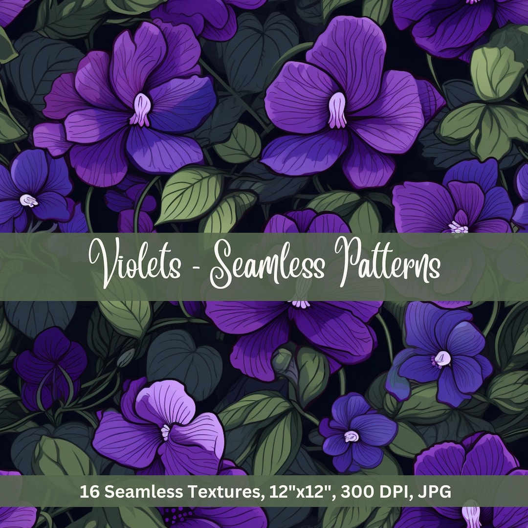 Violets Seamless Patterns, Printables, Digital Dowloads, Craft, Supplies, Arts and Crafts, Paper ...