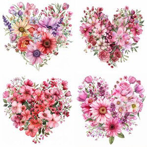 Floral Heart Clip Art: Valentine's Day Graphics (digital Download) - Etsy
