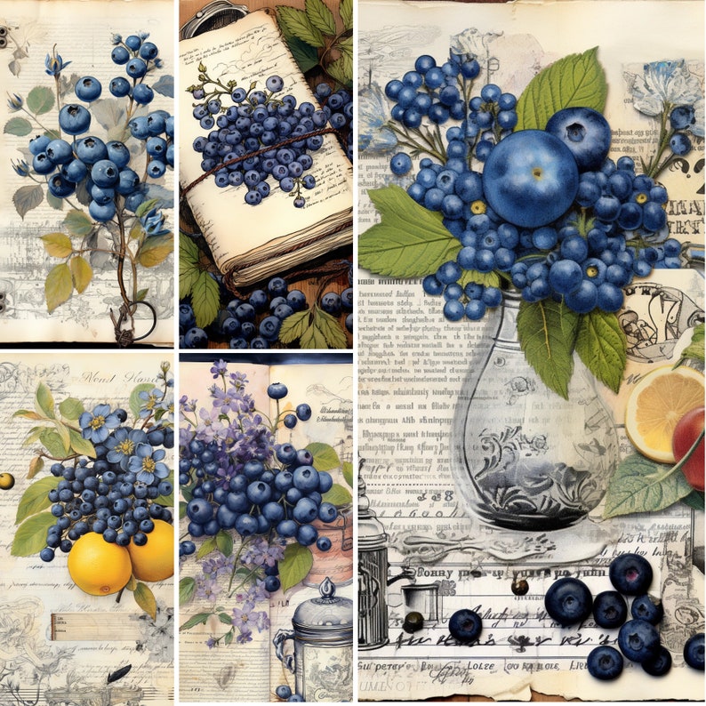 Blueberry Junk Journal Pages Printables Digital Downloads Journals ...