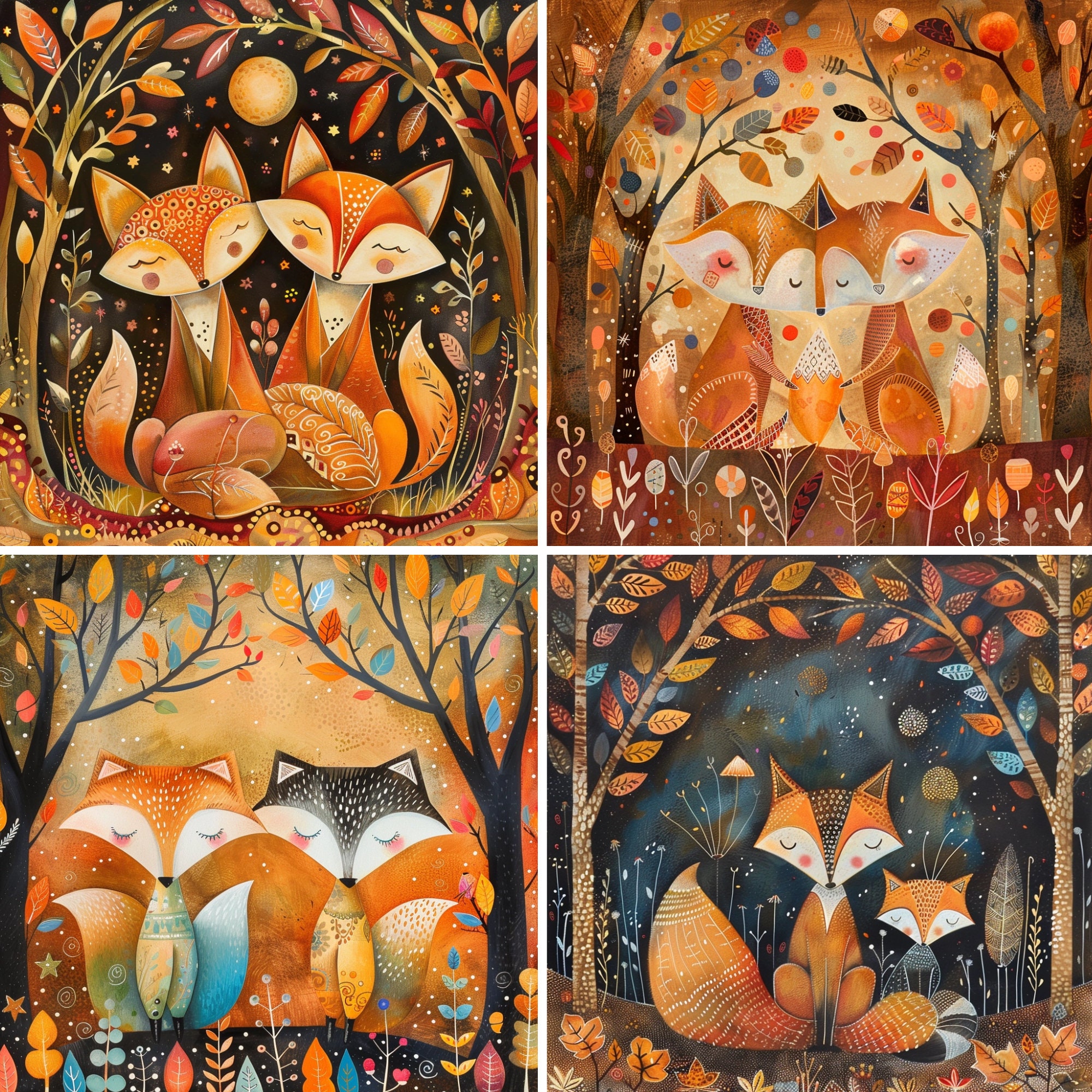 Autumn Fox Family Clip Art Digital Downloads Printable Clip Art Paper ...