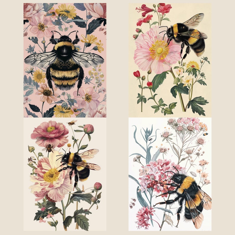 Bumblebee Backgrounds v3 Bumble Bee and Flowers Insects Nature Craft ...