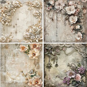 Vintage Lace, Flowers and Jewels Journal Pages 2 , Printable, Digital ...