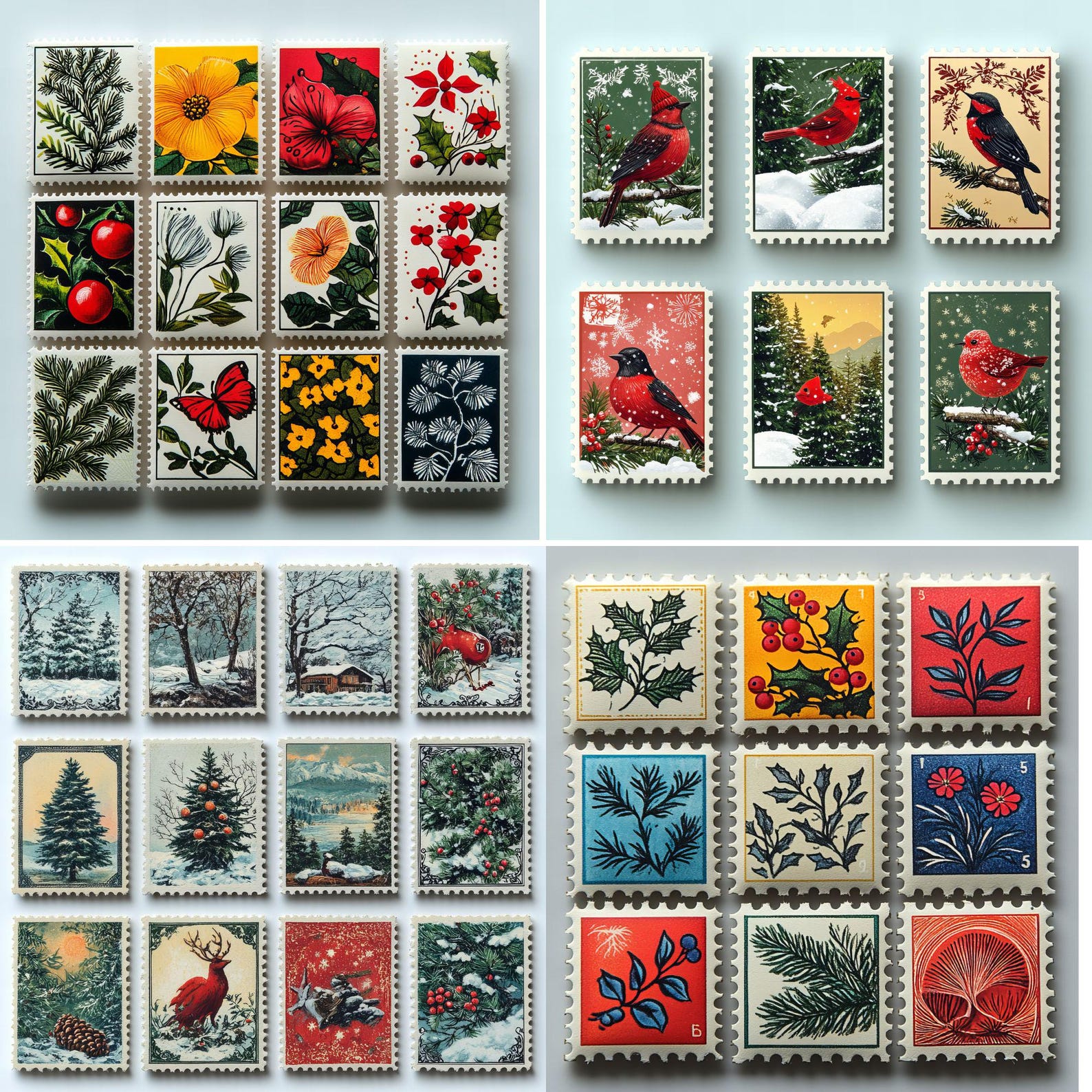 Christmas Stamps Postal Stamps Christmas Clip Art Digital Downloads ...
