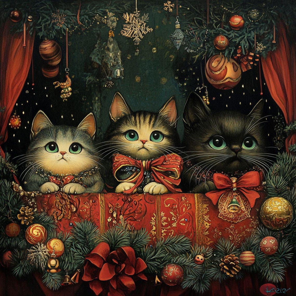 Christmas Kittens Digital Paper: Holiday Scrapbook Printables (digital ...