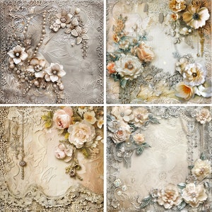 Vintage Lace, Flowers and Jewels Journal Pages 2 , Printable, Digital ...