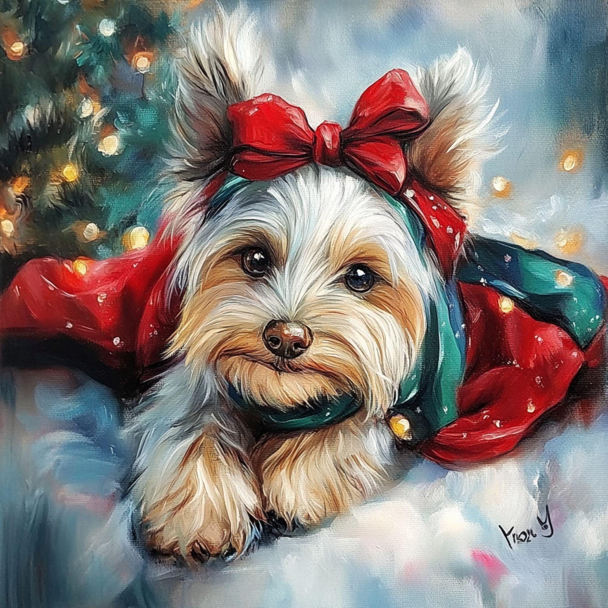 Christmas Dogs Yorkshire Terriers Digital Downloads Digital Christmas ...