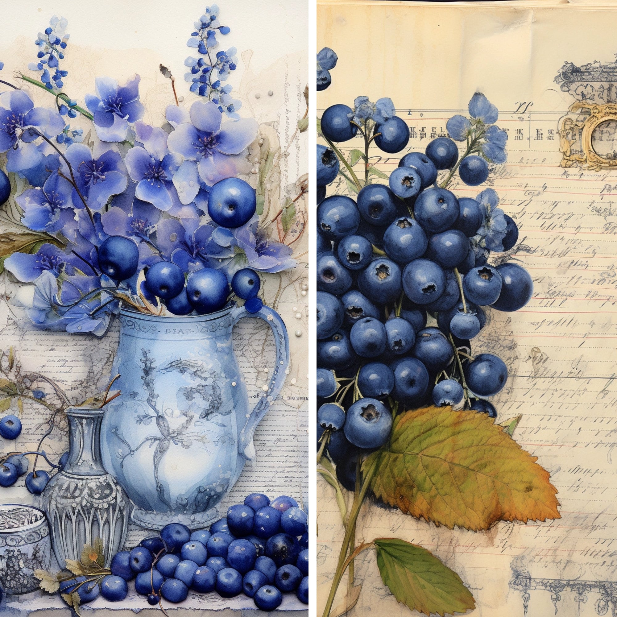 Blueberry Junk Journal Pages Printables Digital Downloads Journals ...