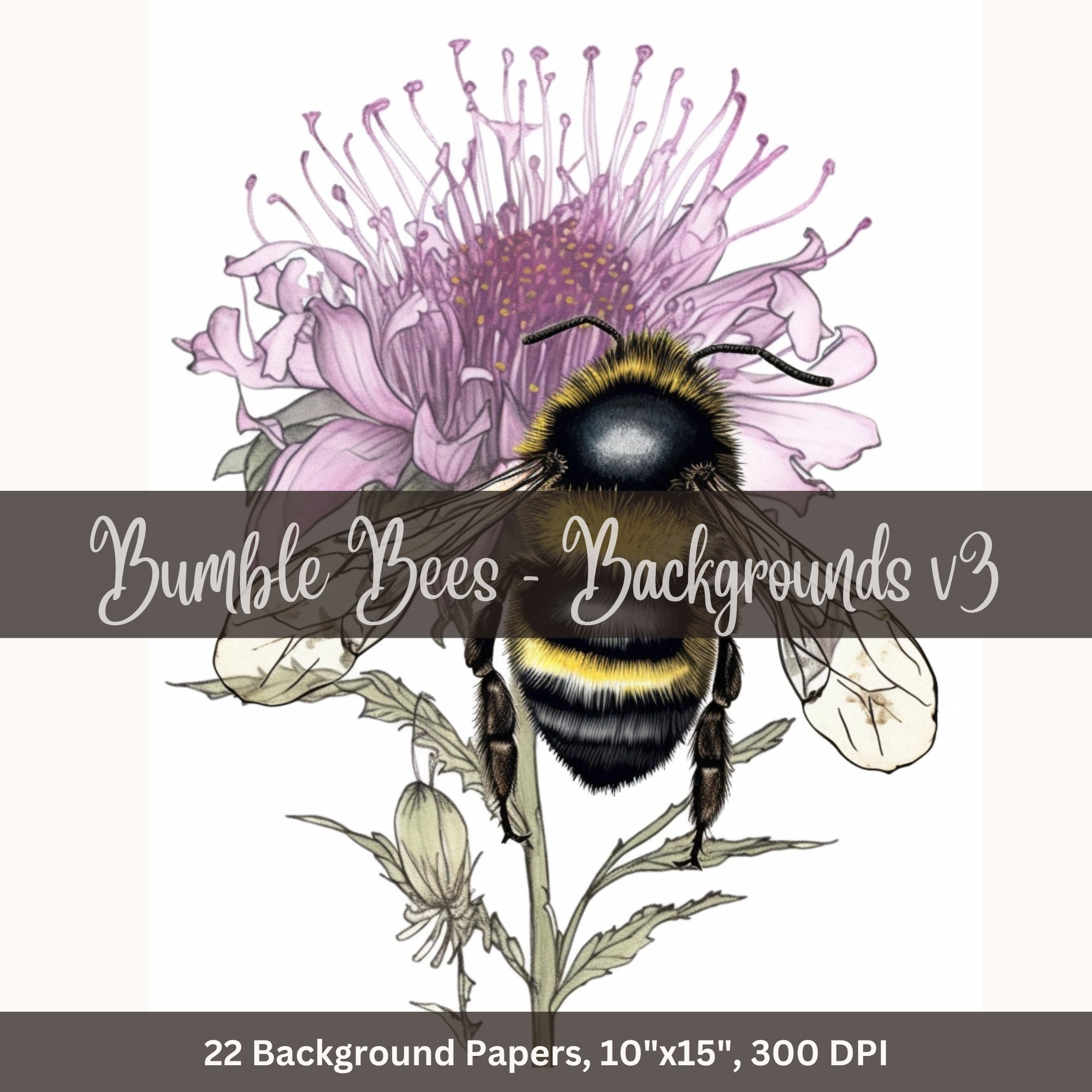 Bumblebee Backgrounds v3 Bumble Bee and Flowers Insects Nature Craft ...