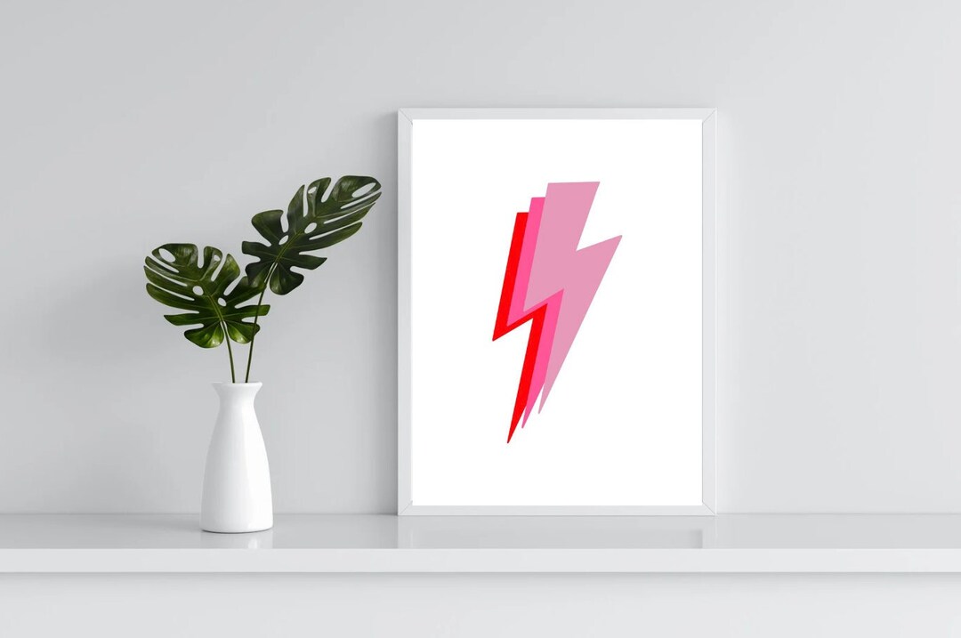 Pink Lightning Bolt, Digital File, Wall Art, Preppy Wall Art, Girly ...