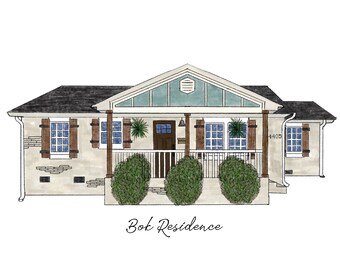 Custom House Drawing Home Drawing From Photo House Illustration Unique ...