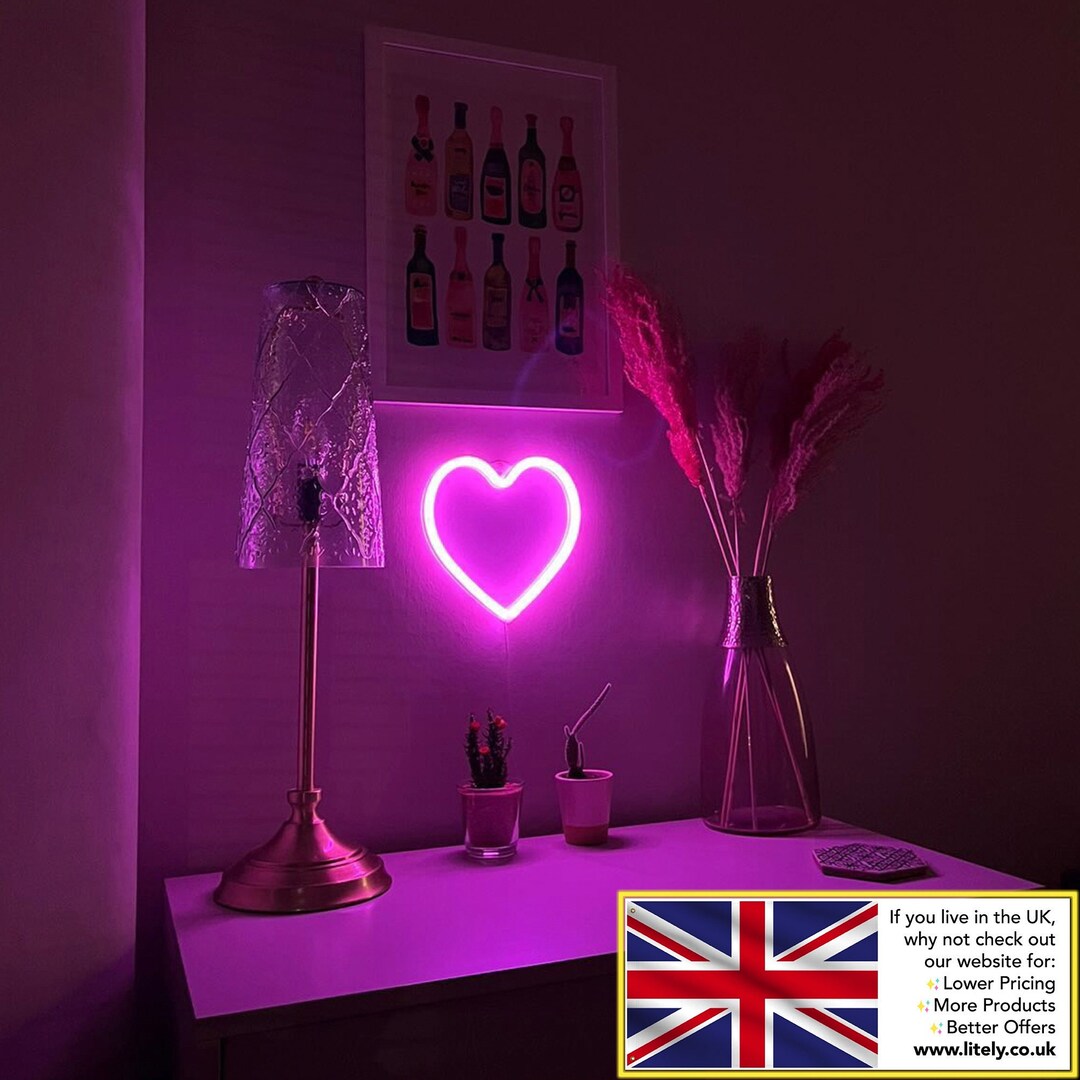 Heart Mini Neon Light Pink Purple White - Dimmer - Wall Light ...