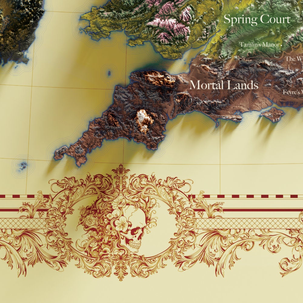 3D Framed Relief Map of Prythian - ACOTAR - Light - Etsy