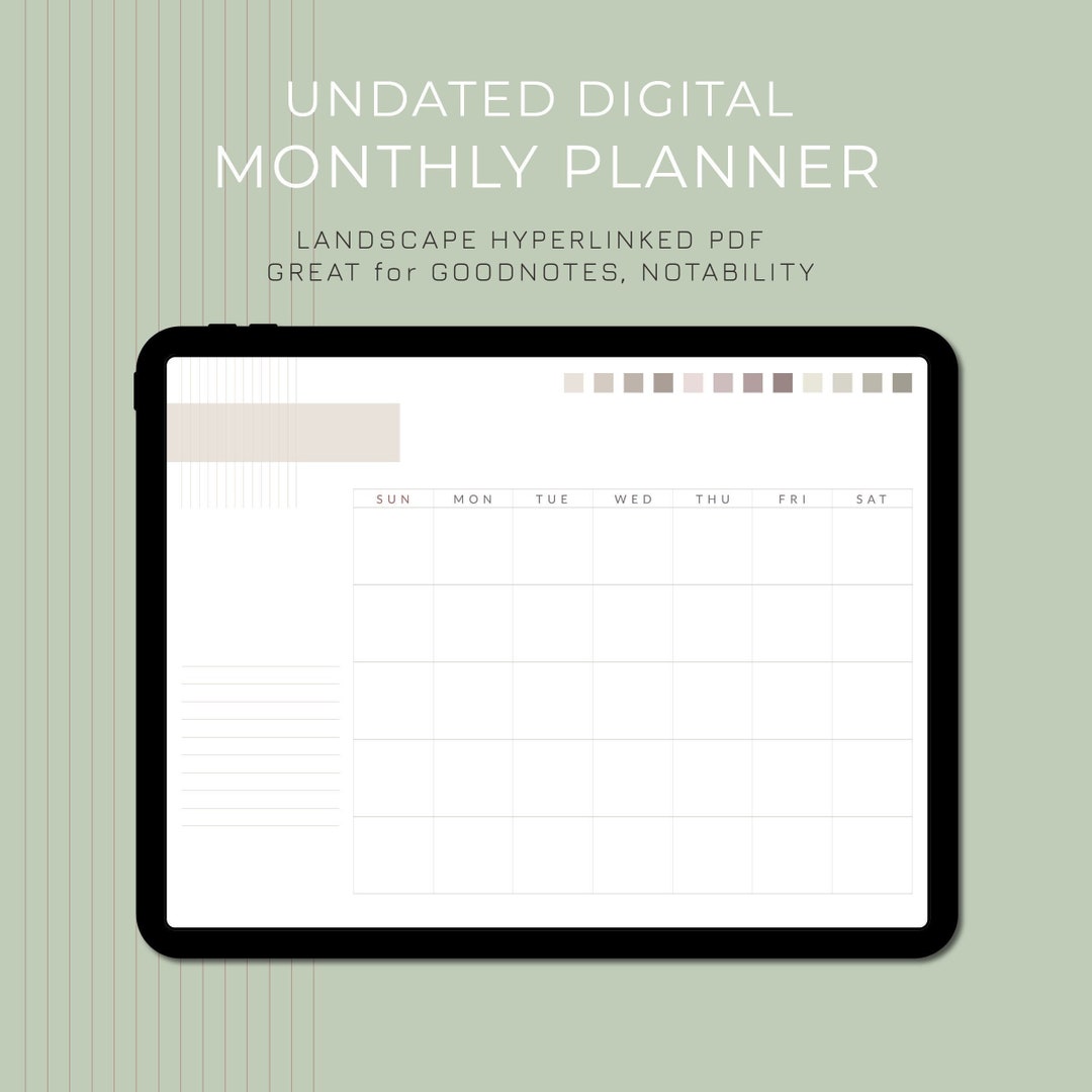 Minimalistic Undated Landscape Digital Monthly Planner - Etsy