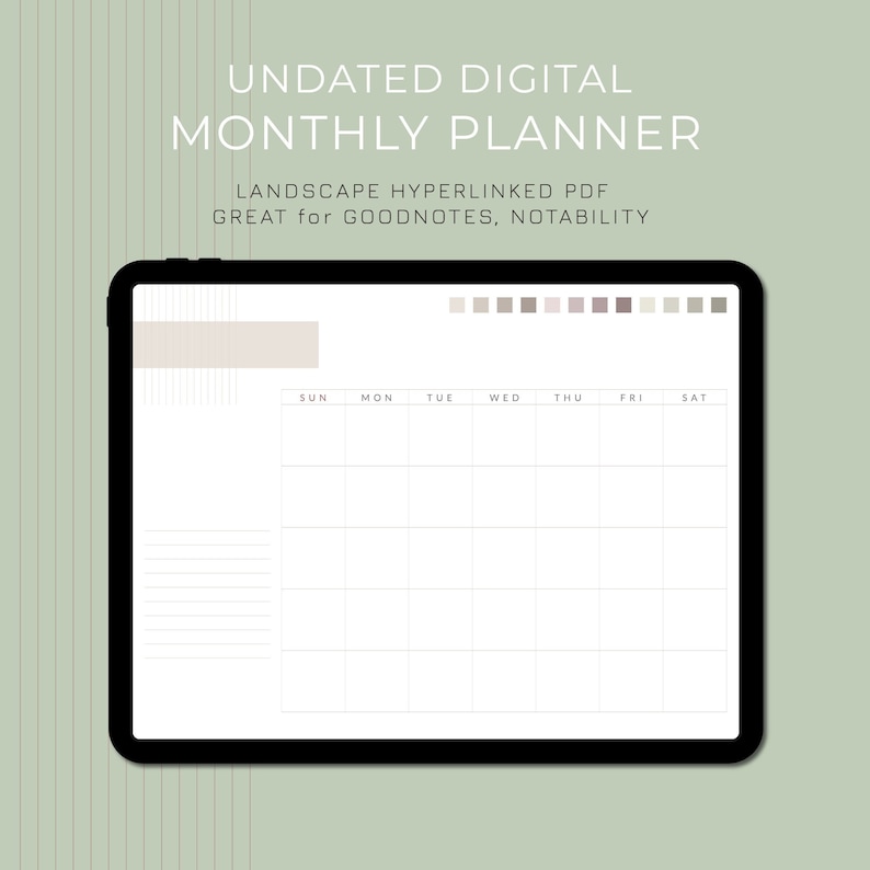 Minimalistic Undated Landscape Digital Monthly Planner - Etsy