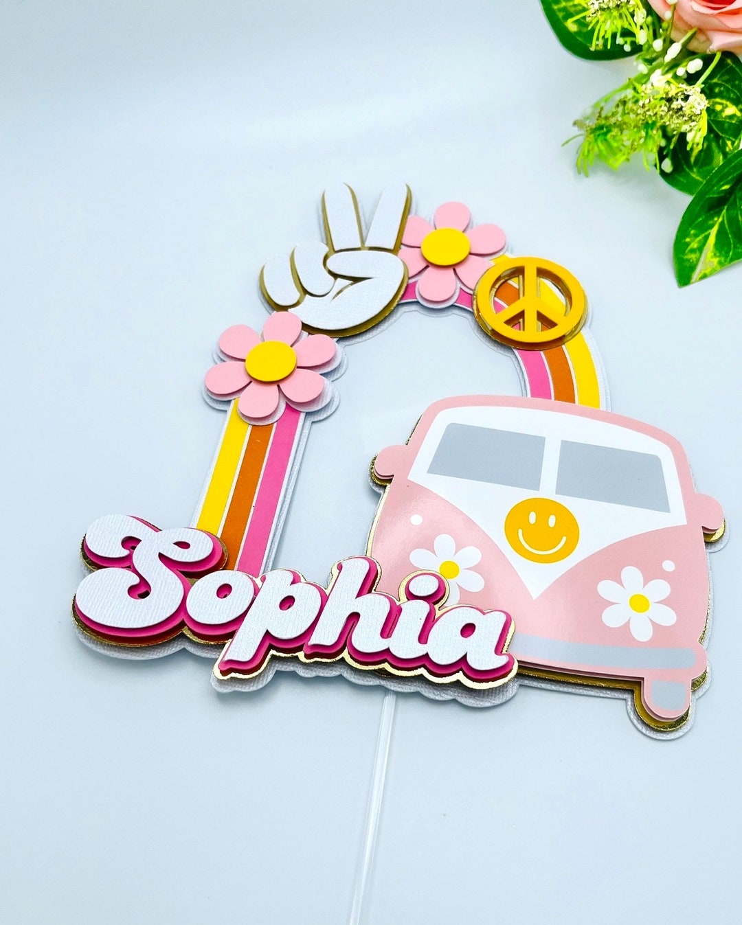 Personalized Groovy Cake Topper, Retro Birthday Cake Topper, Custom Age ...